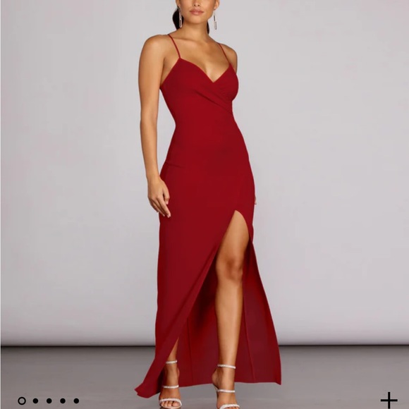 Windsor | Dresses | Windsor Sasha Formal High Slit Wrap Dress Red I ...